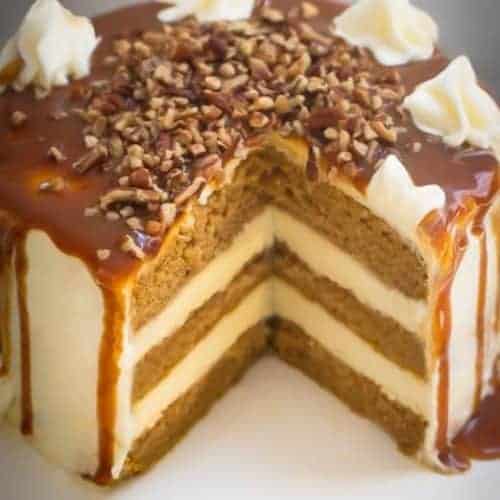 Apple Cider Spice Cake with Salted Caramel Drizzle - Life Made Sweeter