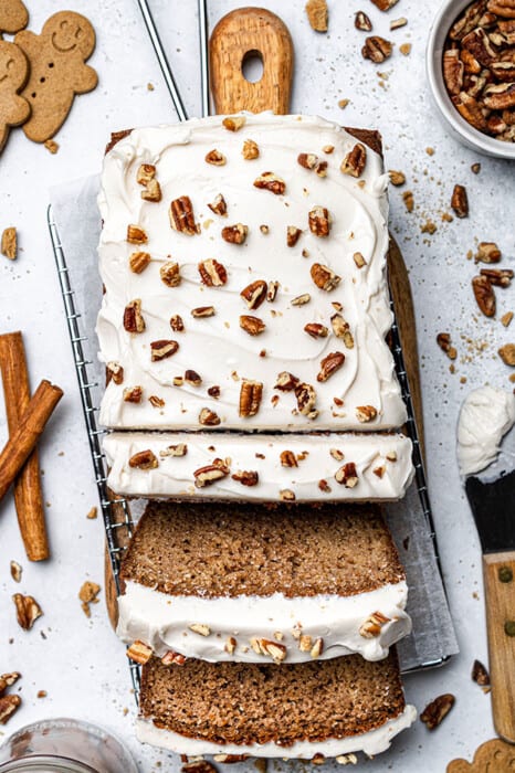 Easy Gingerbread Loaf with Maple Cream Cheese Frosting
