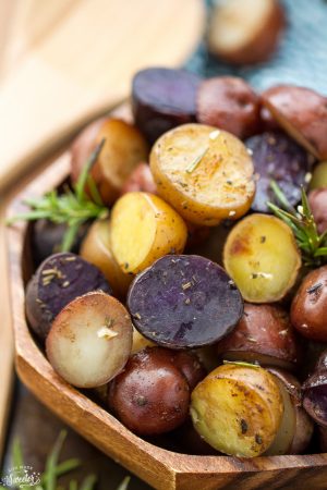 Slow Cooker Garlic Rosemary Tri-color Potatoes - Life Made Sweeter