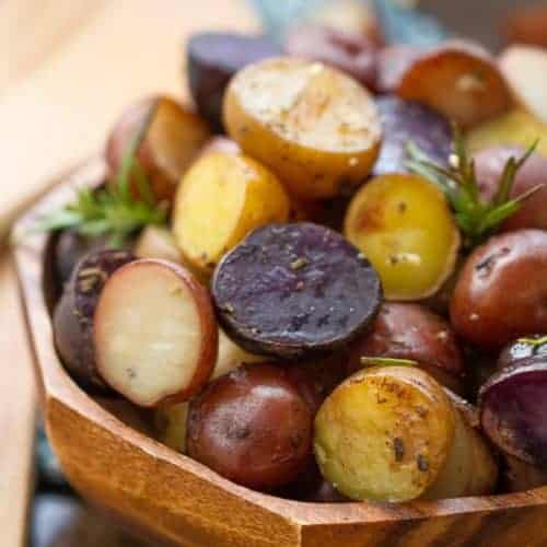 Slow Cooker Garlic Rosemary Tri-color Potatoes - Life Made Sweeter