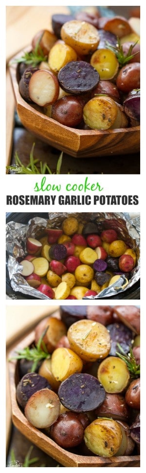 Slow Cooker Garlic Rosemary Tri-color Potatoes - Life Made Sweeter